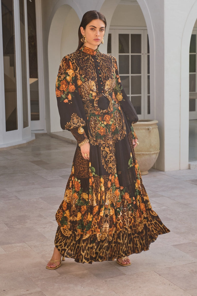 BLACK LEOPARDESS BUTTON DOWN MAXI DRESS – Czarina USA