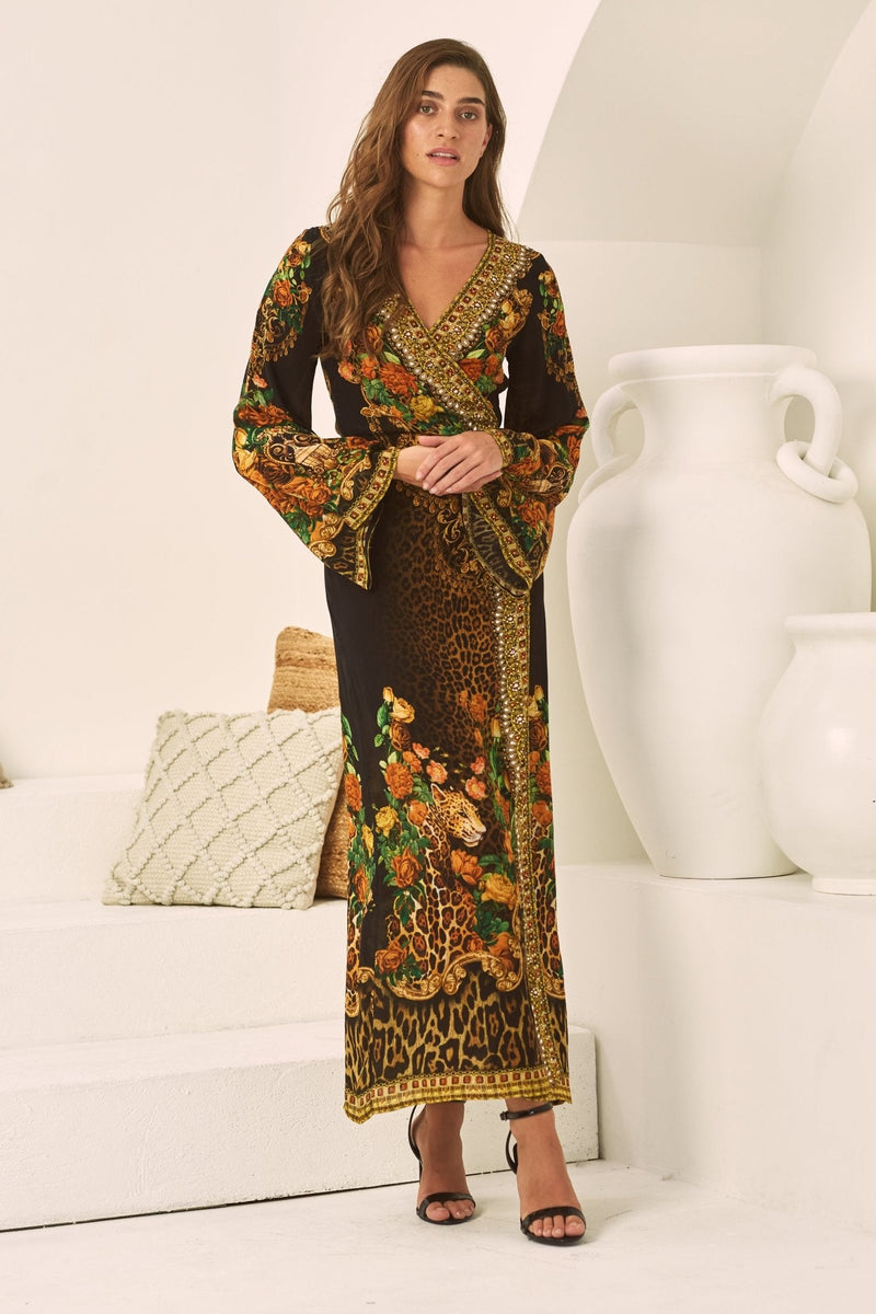 BLACK LEOPARDESS WRAP DRESS – Czarina USA